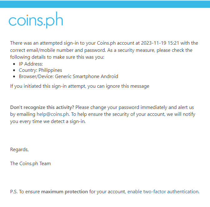 Login attempt from an unknown device – Coins.ph Help Center